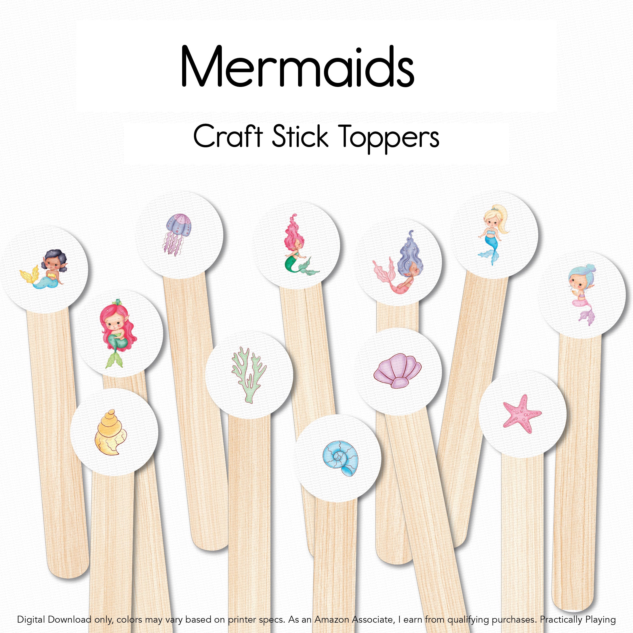 Mermaids - Craft Stick Covers and Toppers PDF – Practically Playing