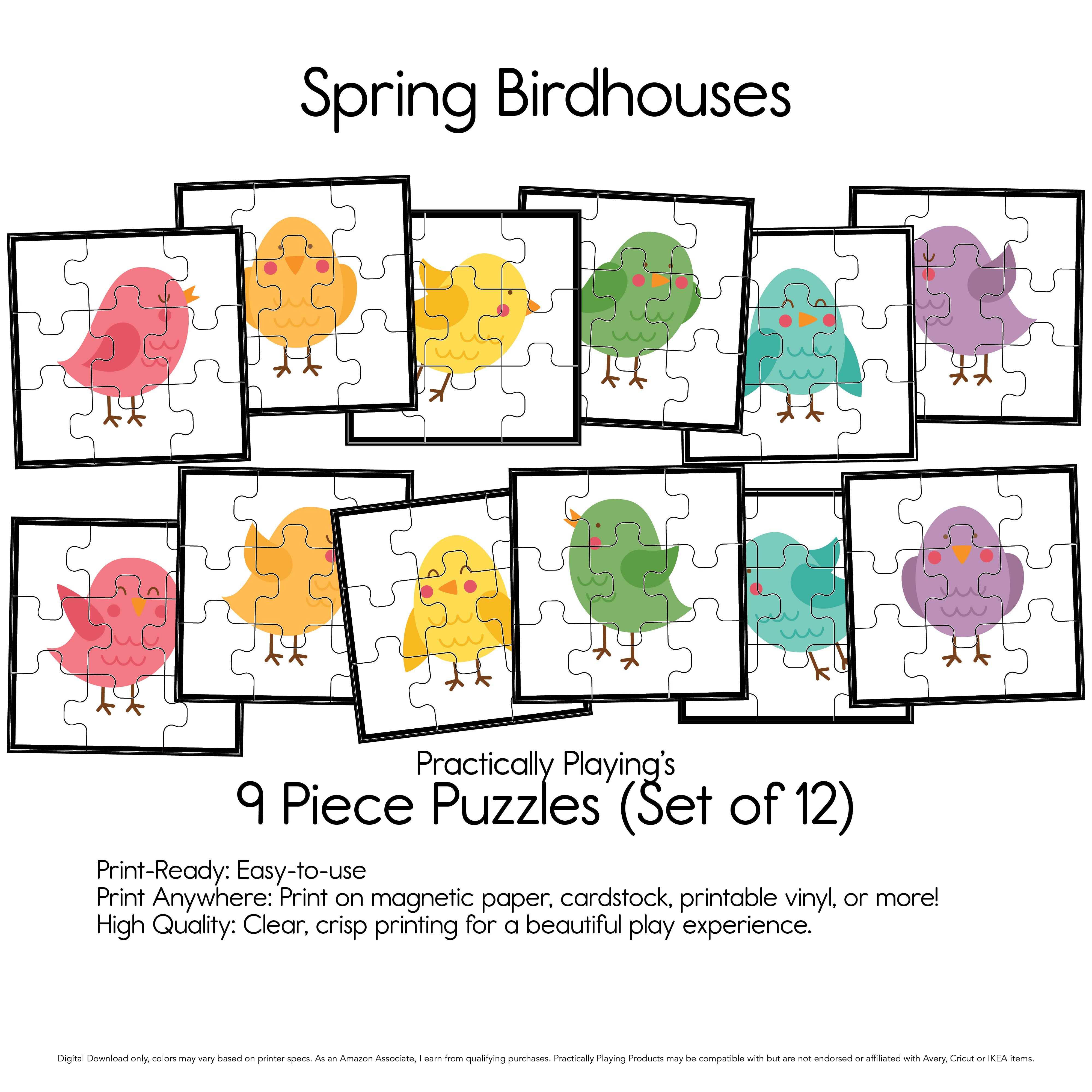Spring Birdhouses - Nine Piece Puzzles – Practically Playing