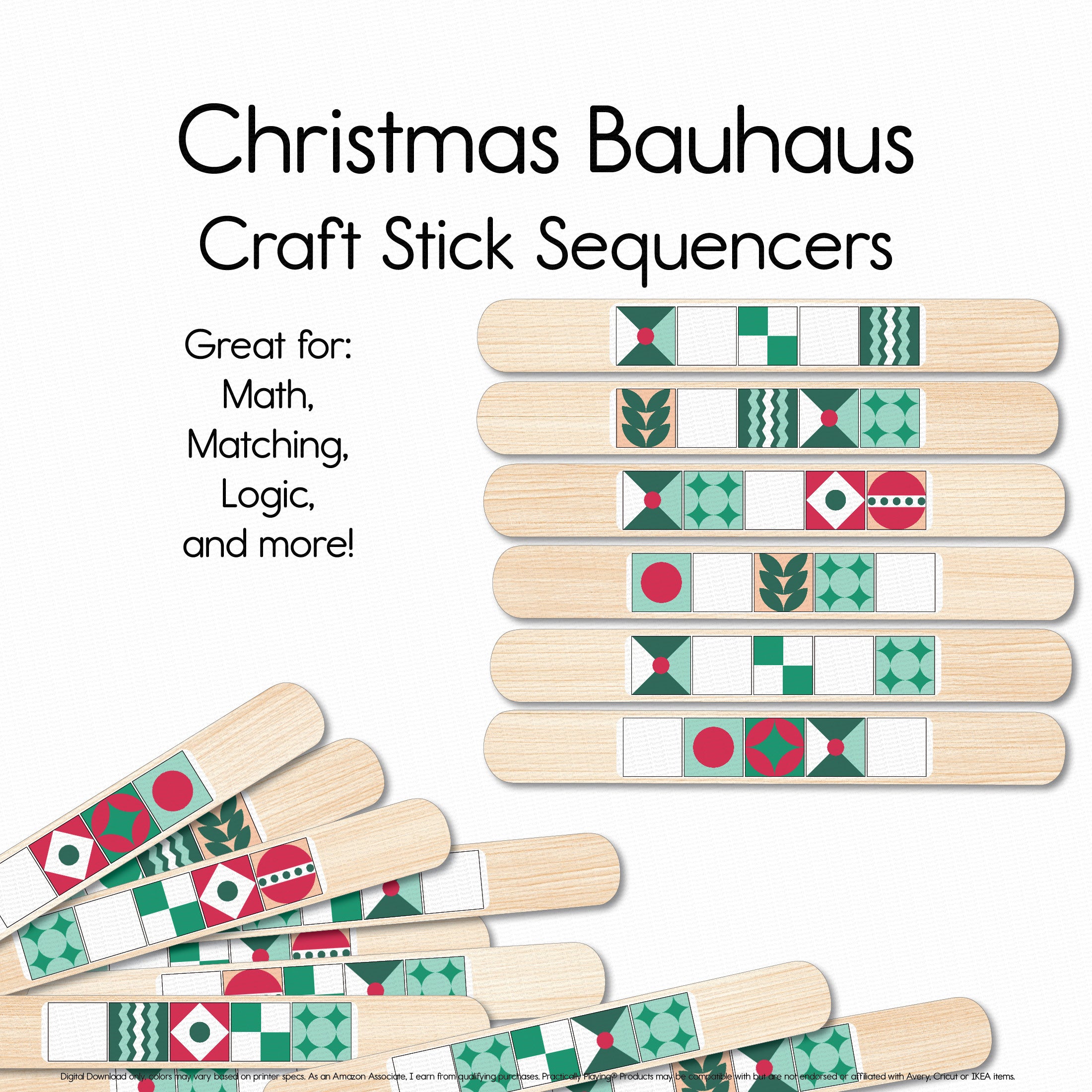 Christmas Bauhaus - Craft Stick Covers and Toppers – Practically Playing