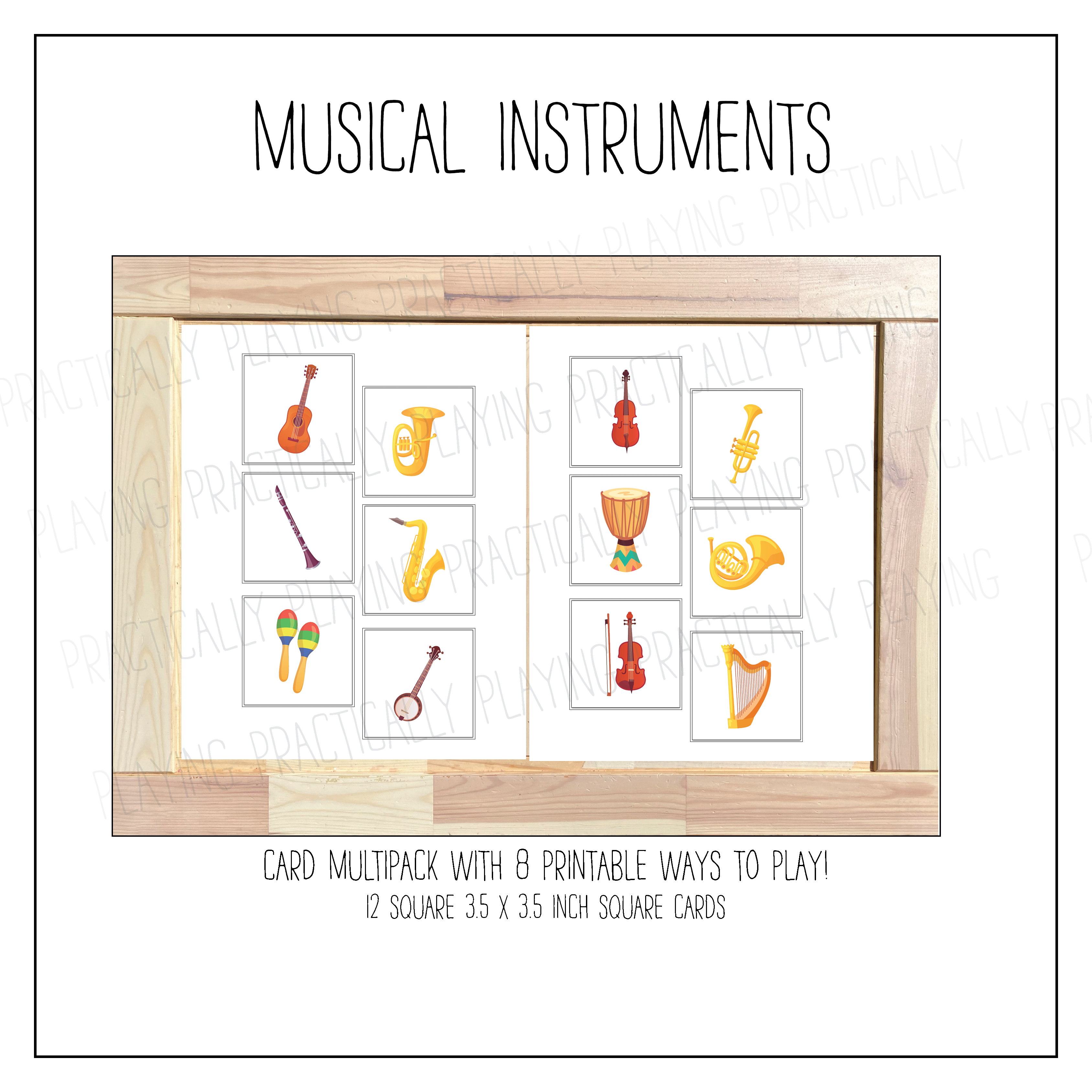 Musical Instruments Card Pack with Labeled Cards & Print and Fold Box ...