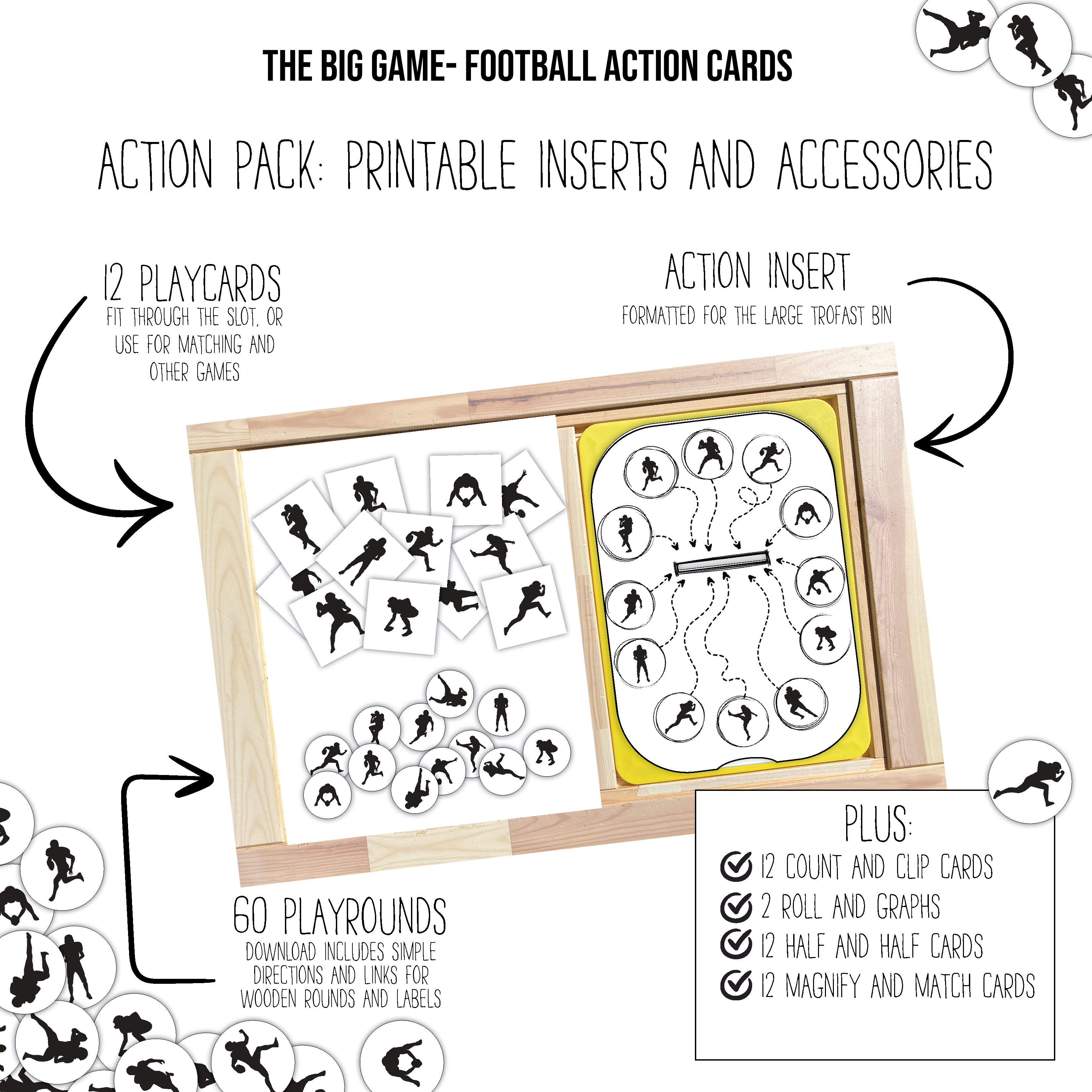 The Big Game Football Action Cards Printable Play Pack – Practically ...