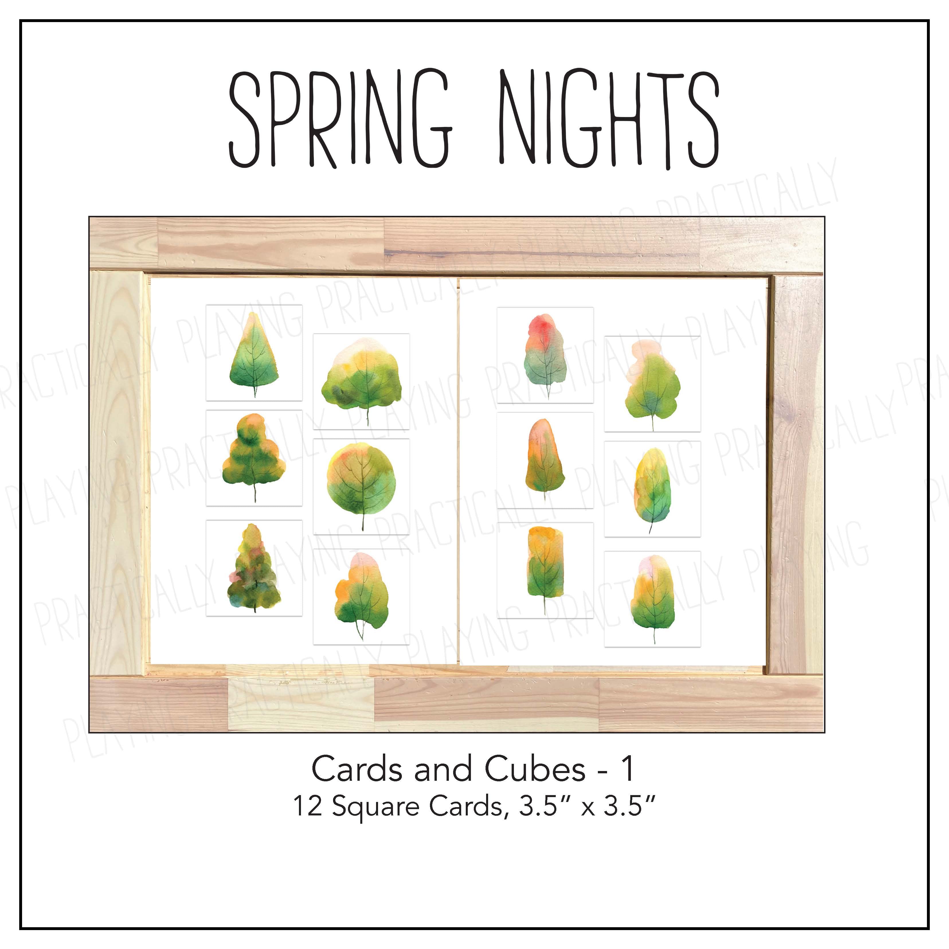 Spring Nights, Watercolor Trees Look and Find Card Pack – Practically Playing