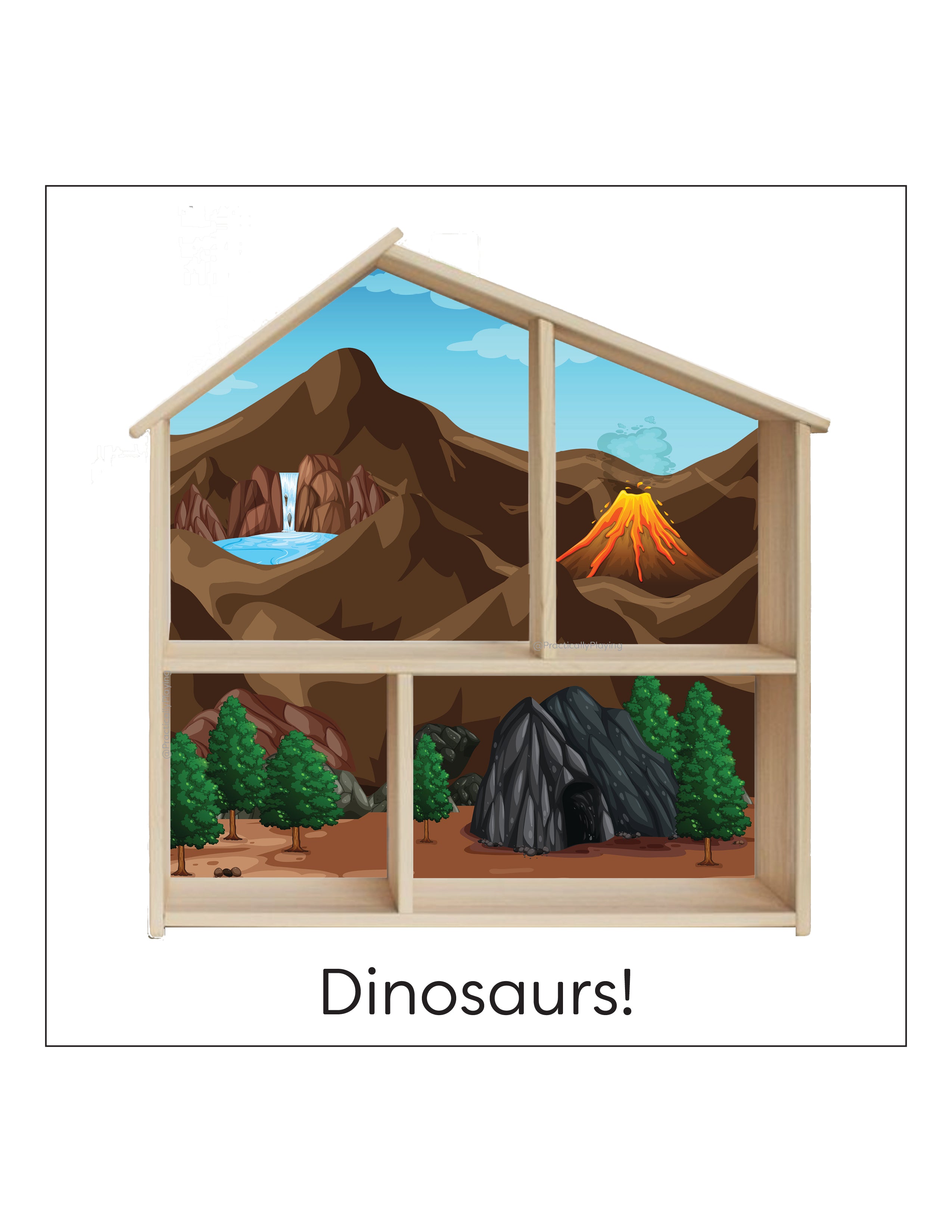 Dinosaurs! Flisat Dollhouse Printable Insert – Practically Playing