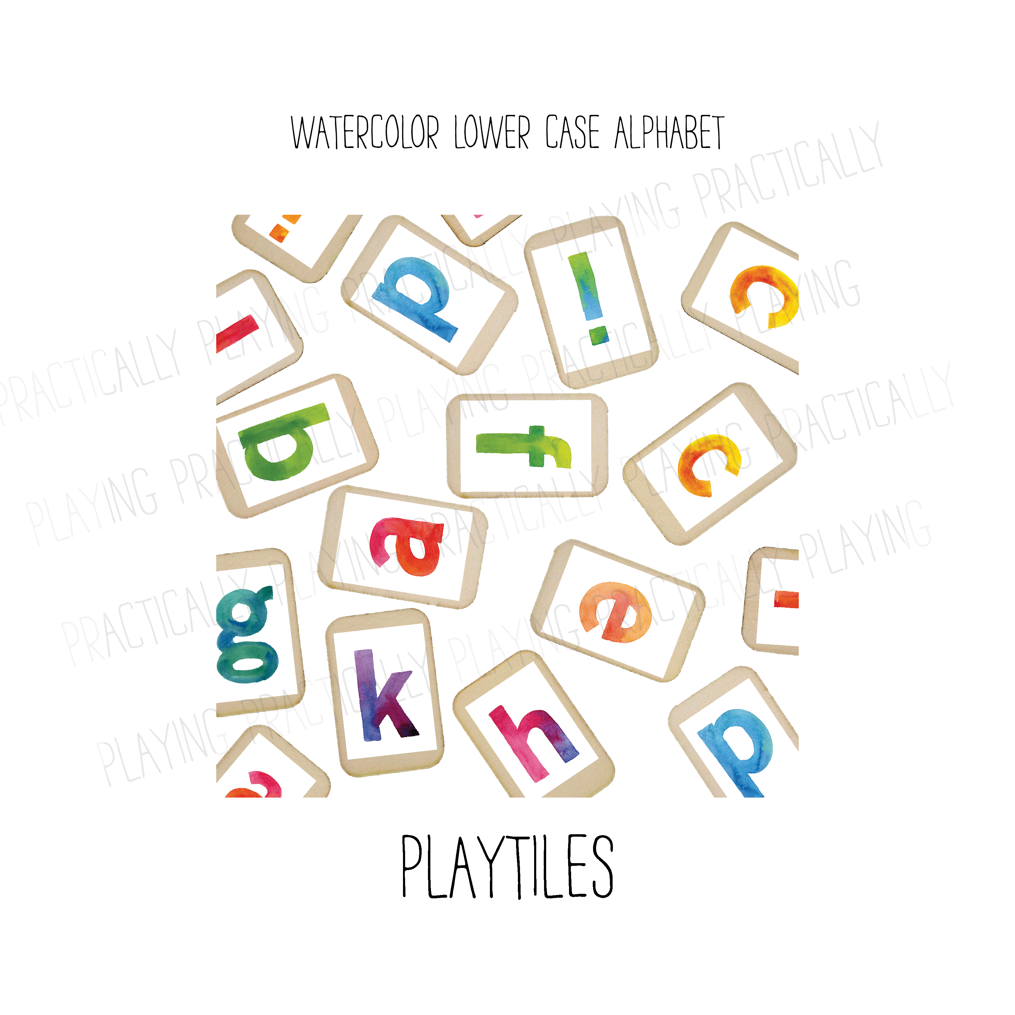 Watercolor Lowercase Alphabet PlayTile Mega Pack – Practically Playing