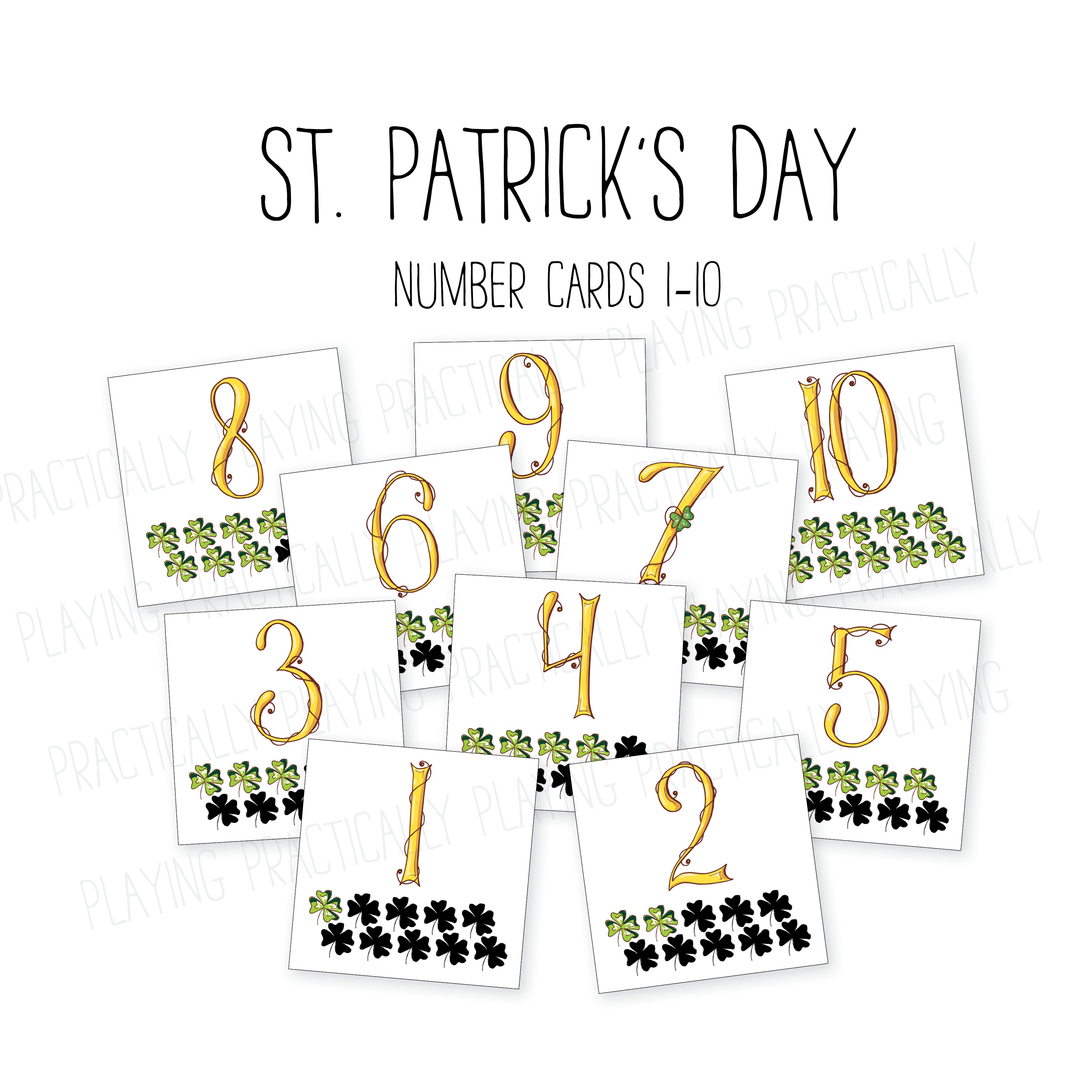 St. Patricks Day Number Cards – Practically Playing