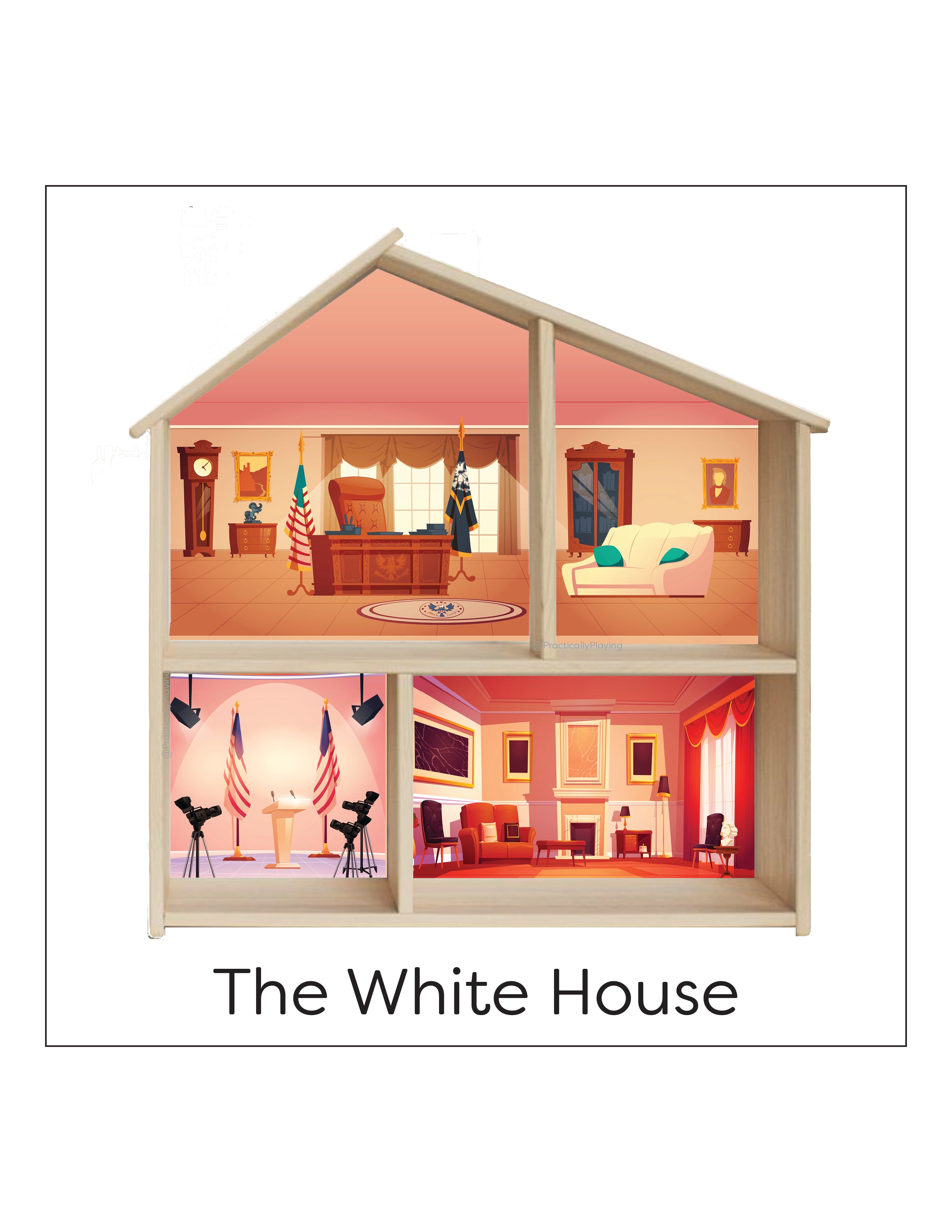 The Whitehouse Dollhouse Printable Insert – Practically Playing