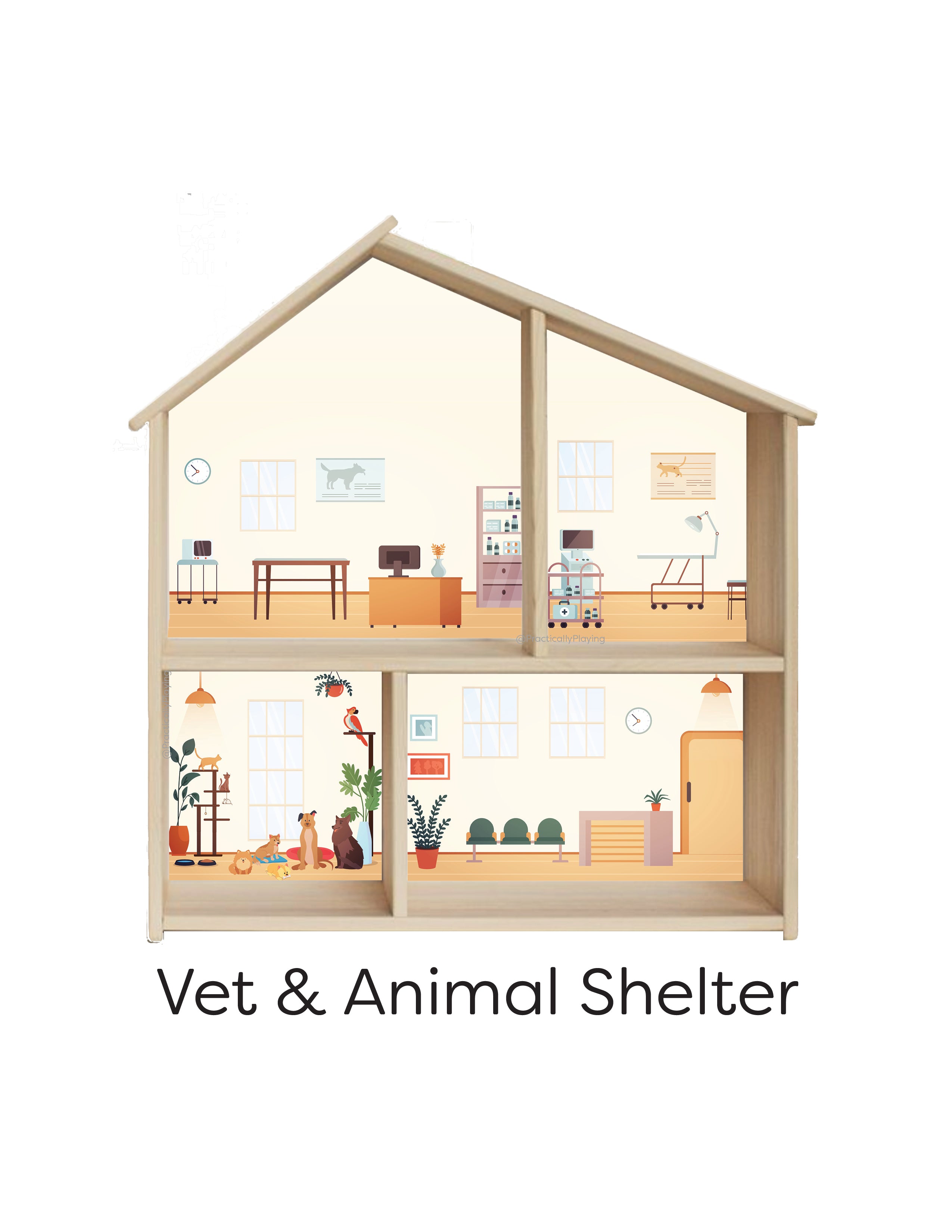 Veterinarian & Animal Shelter Dollhouse Printable Insert – Practically Playing