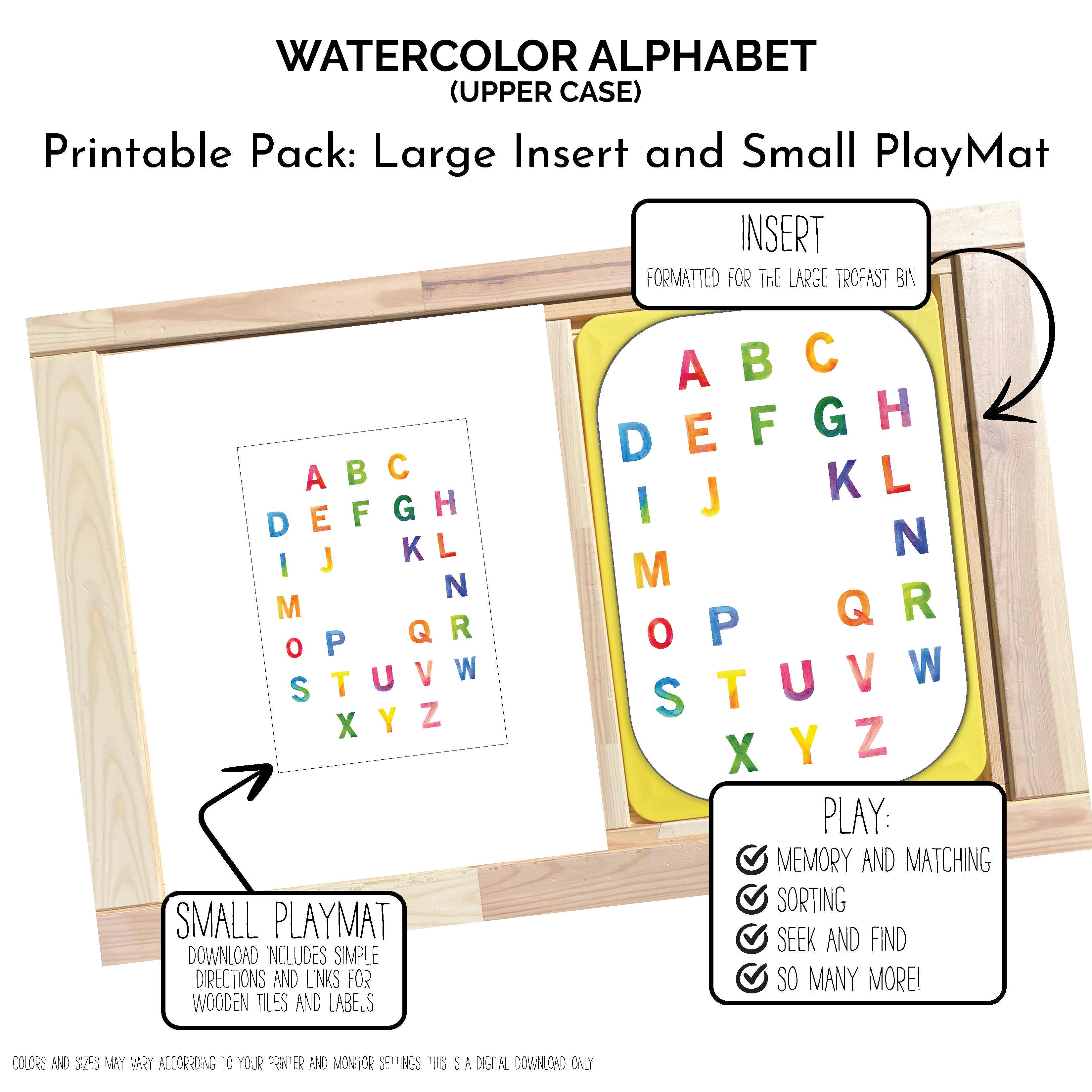 Watercolor Alphabet UPPERCASE Action Pack – Practically Playing