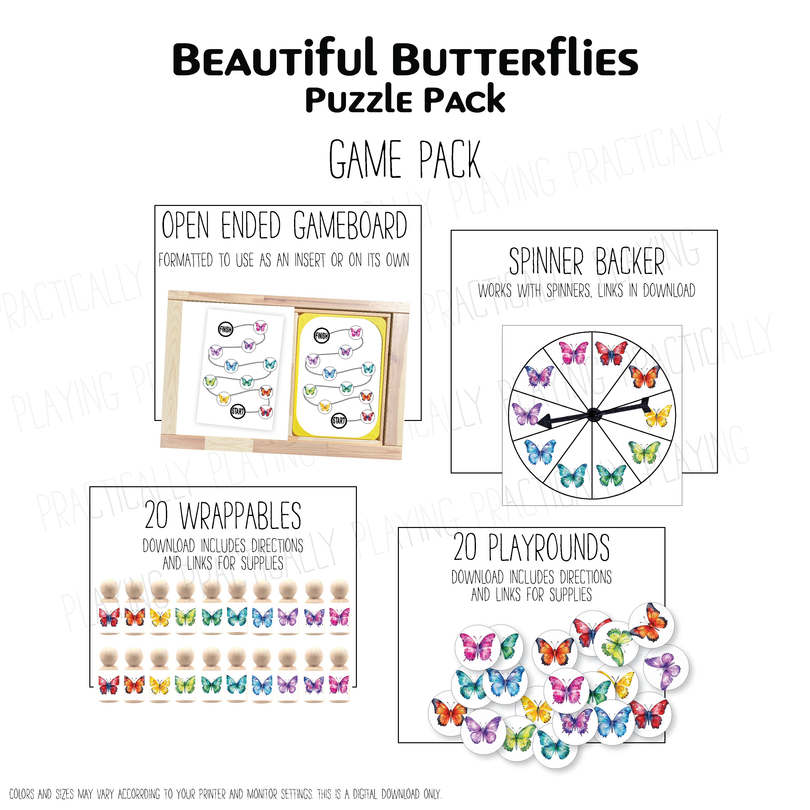 Beautiful Butterflies Puzzle and Math Pack: Printable Inserts, Dominos – Practically Playing