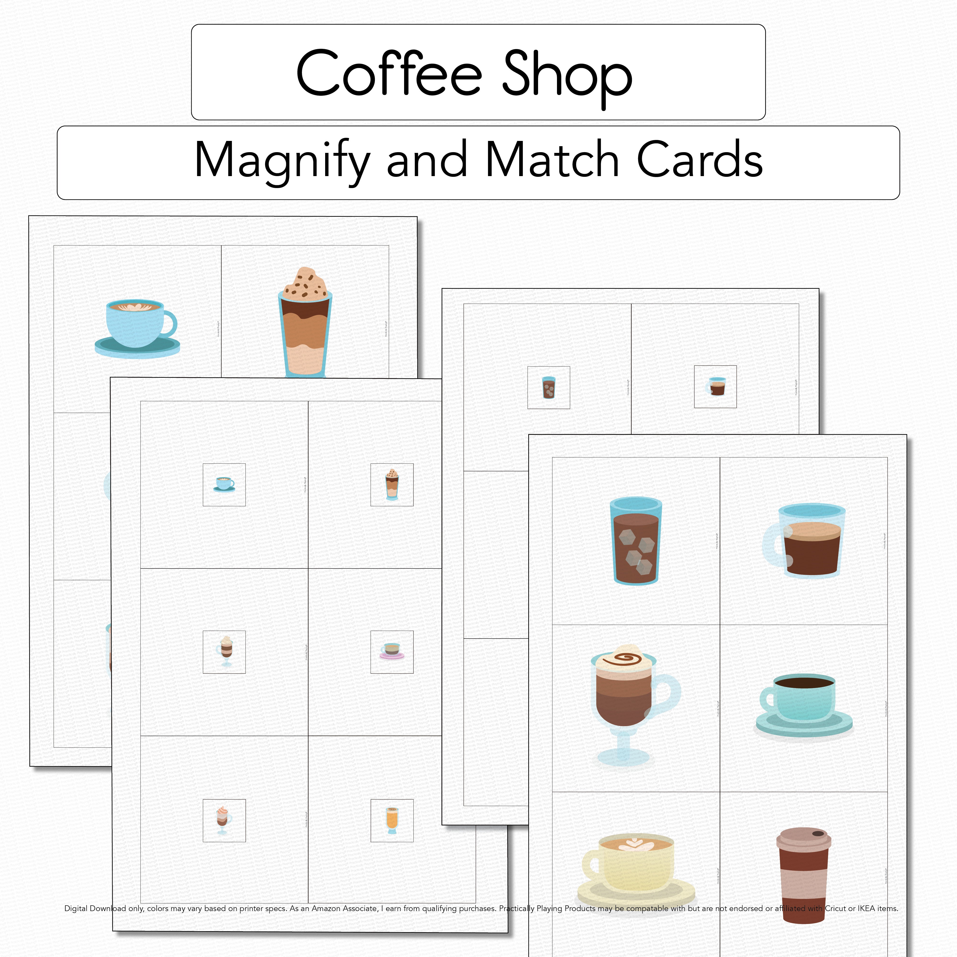 Coffee Shop - 12 Magnify and Match Cards – Practically Playing