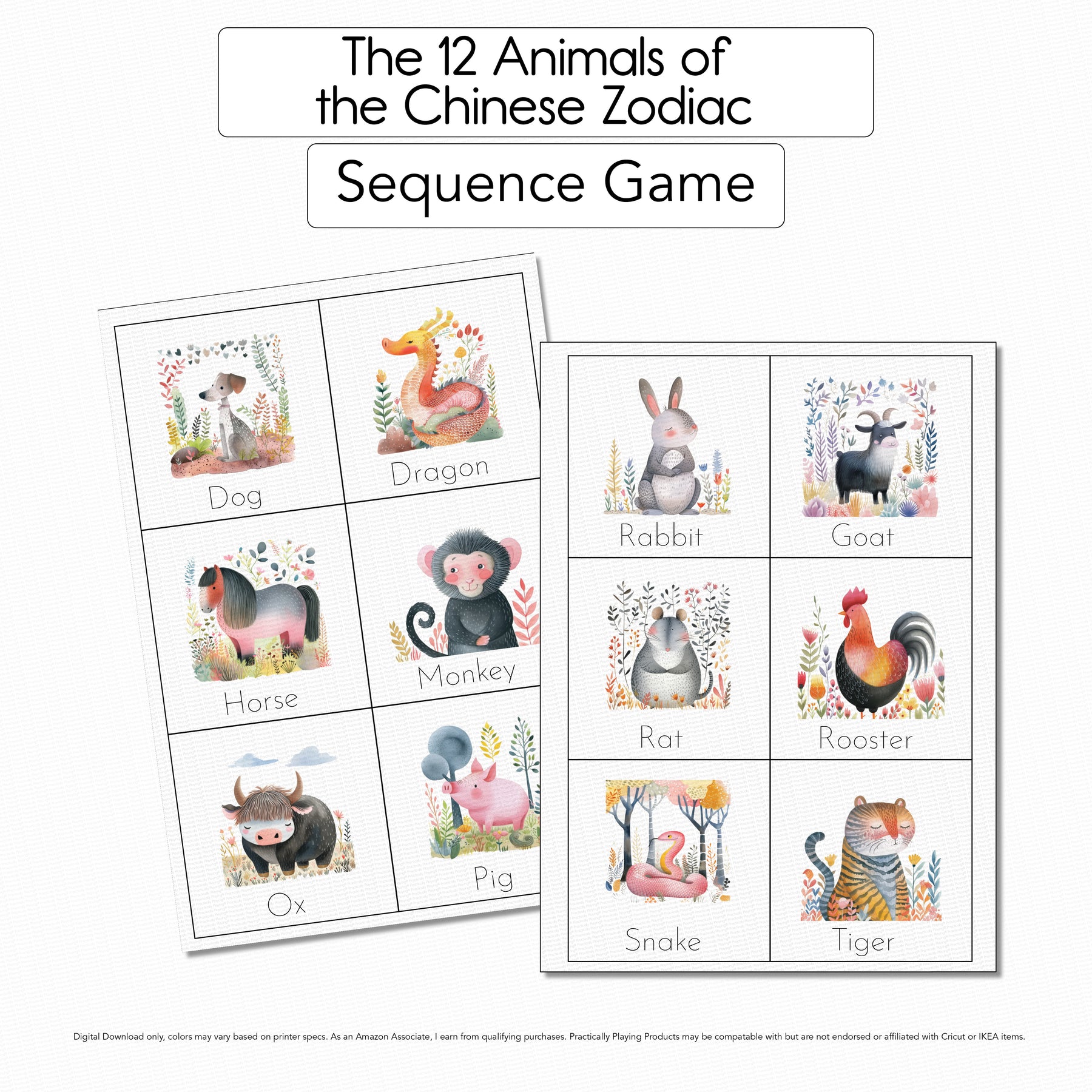 The 12 Animals of the Chinese Zodiac - 12 Story Sequencing Cards ...