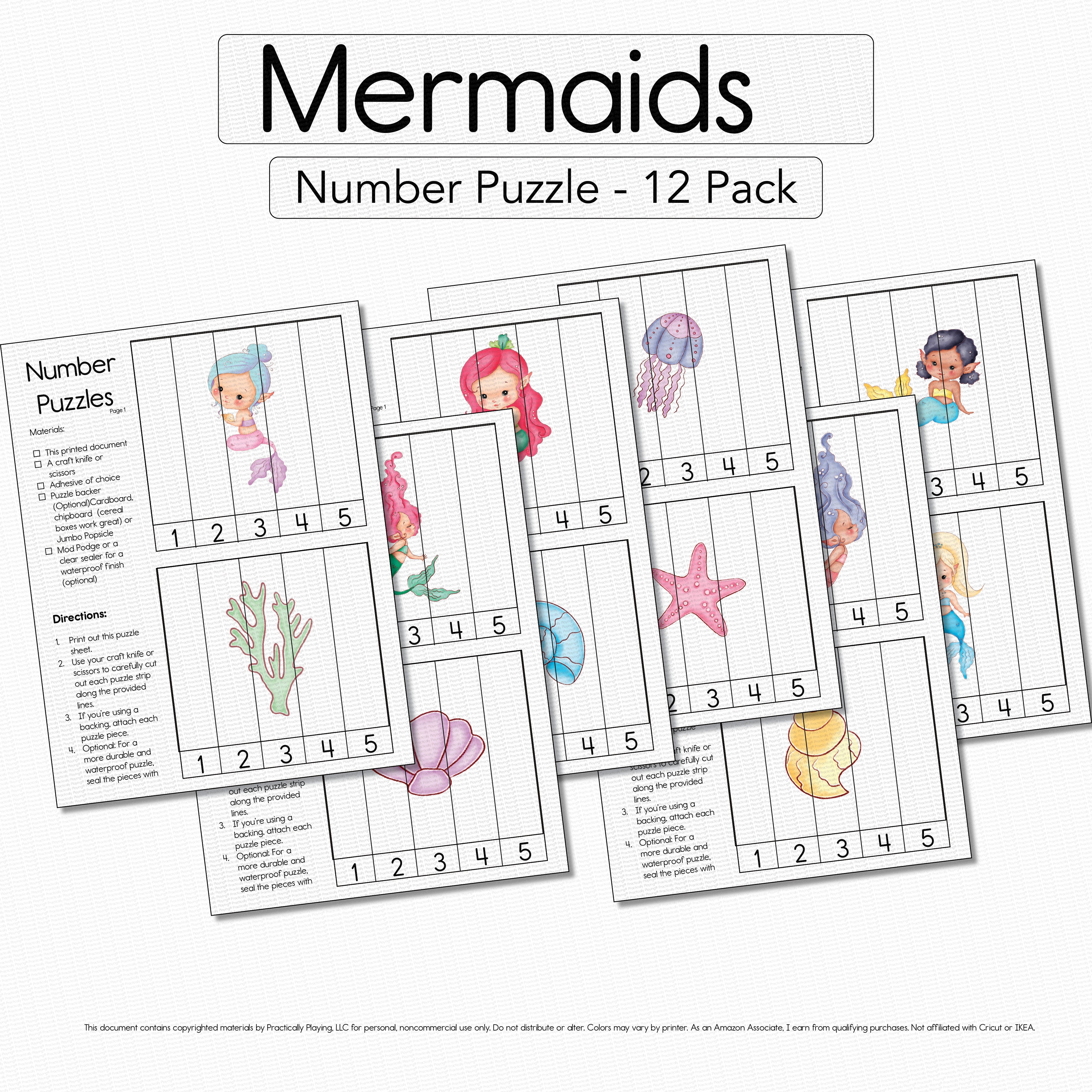 Mermaids - Number Puzzle Pack – Practically Playing