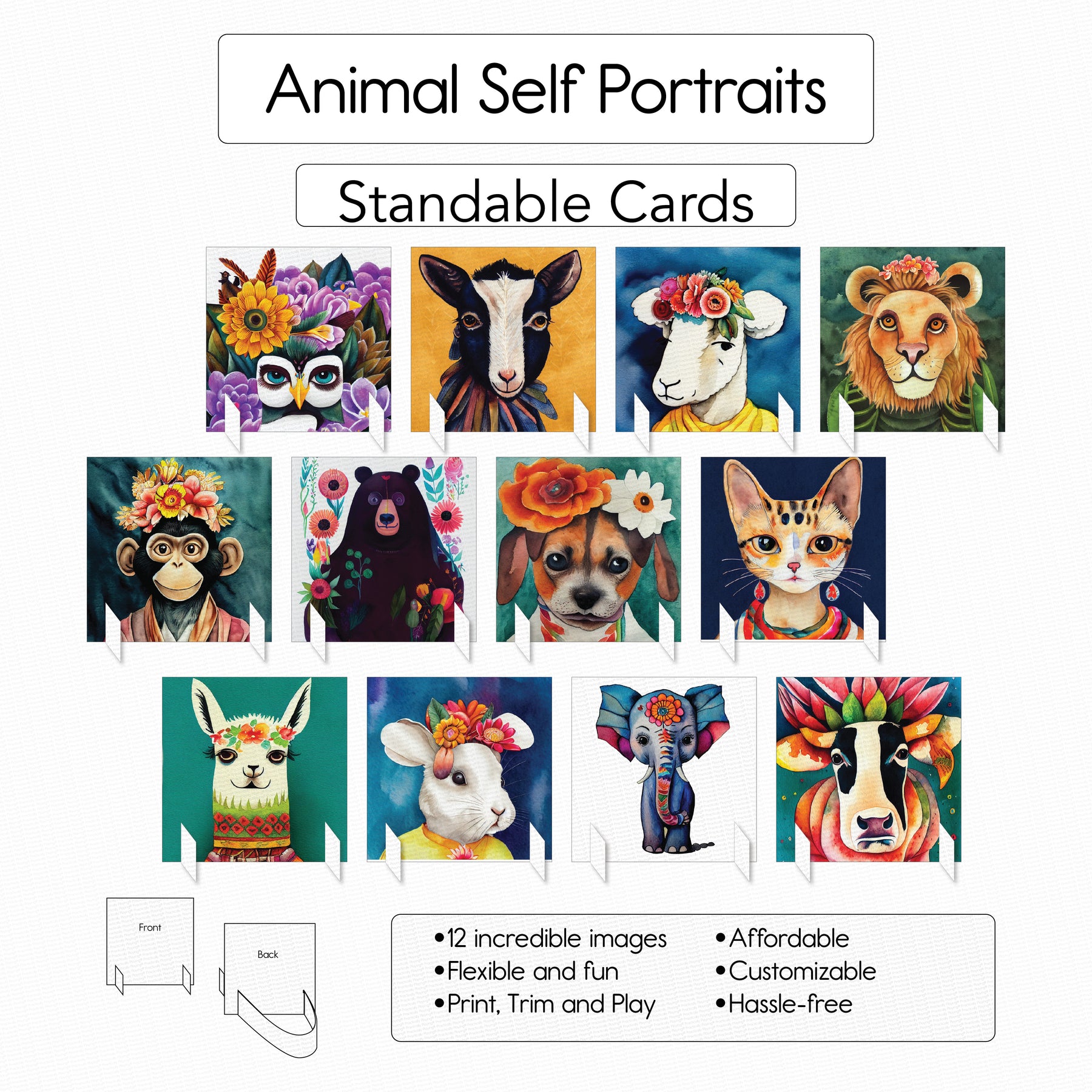 Animal Self Portraits - Standable Cards – Practically Playing