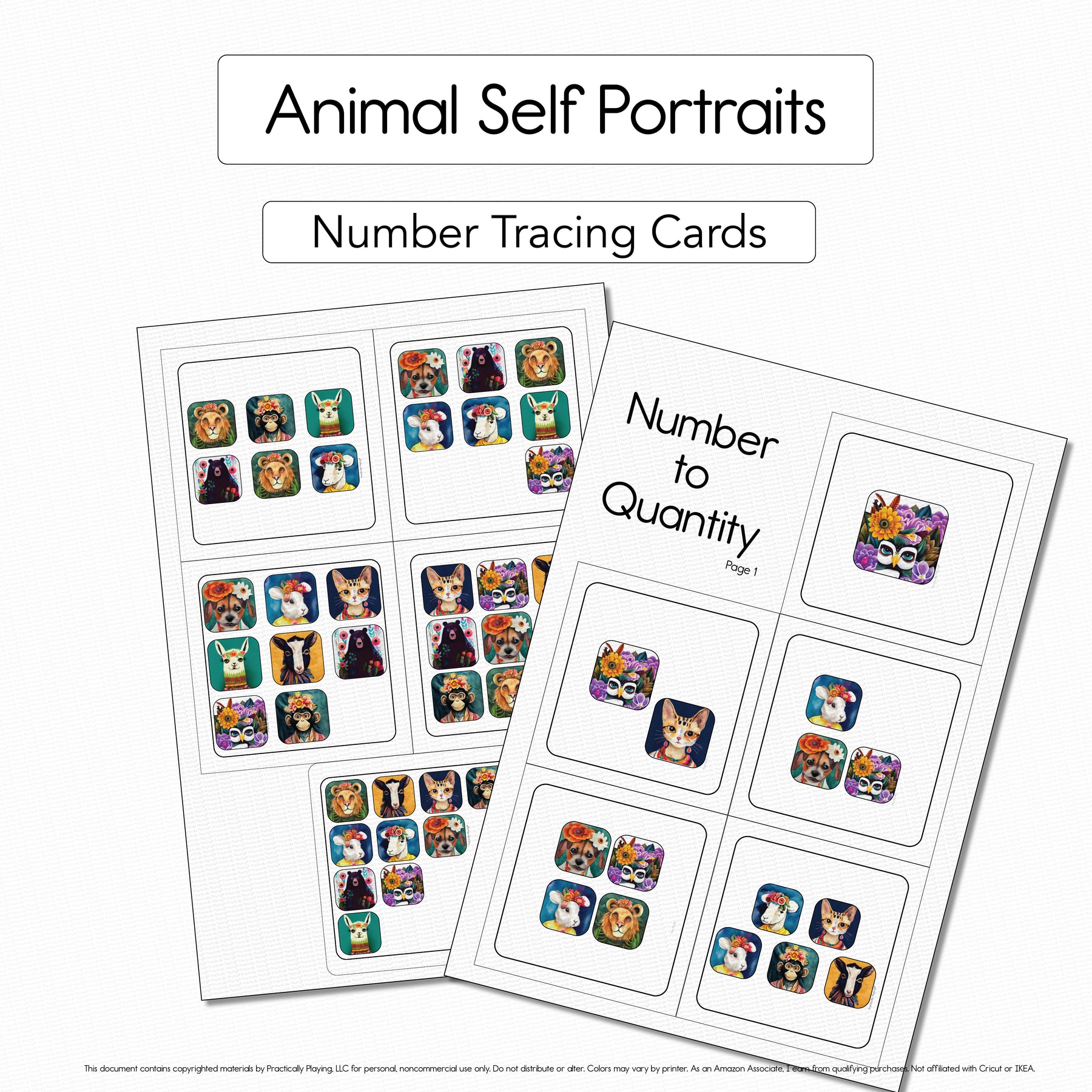 Animal Self Portraits - Number Tracing Cards – Practically Playing