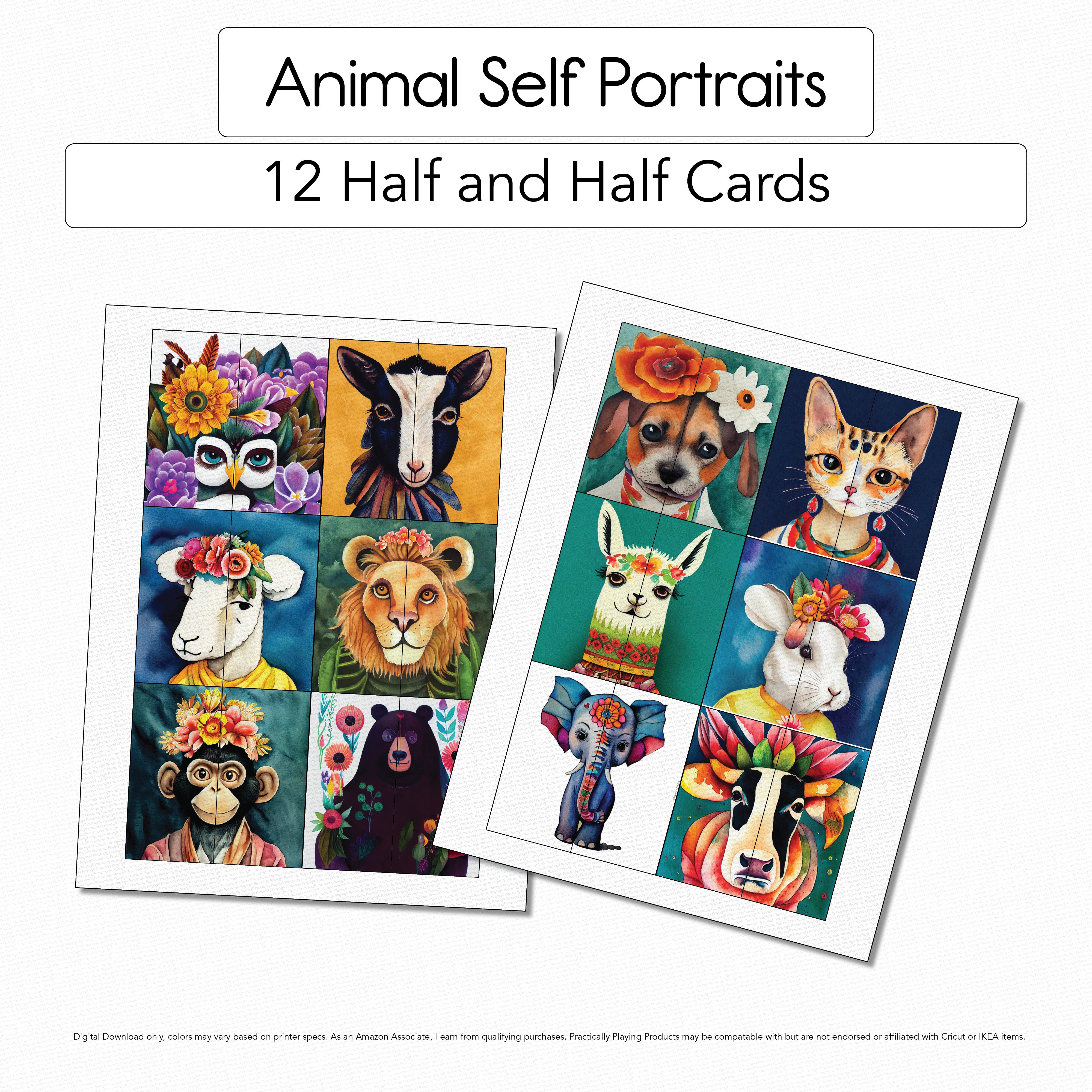 Animal Self Portraits - Half and Half cards – Practically Playing