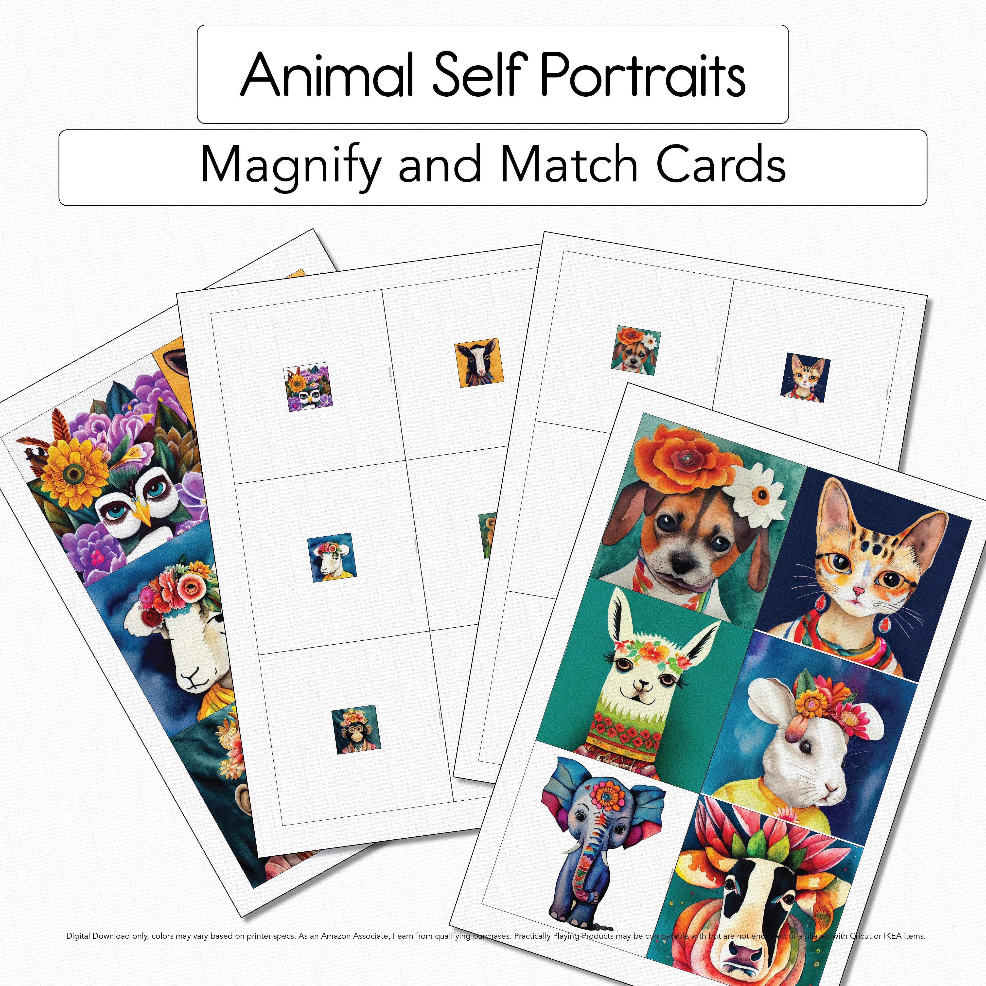 Animal Self Portraits - Magnify and Match Cards – Practically Playing