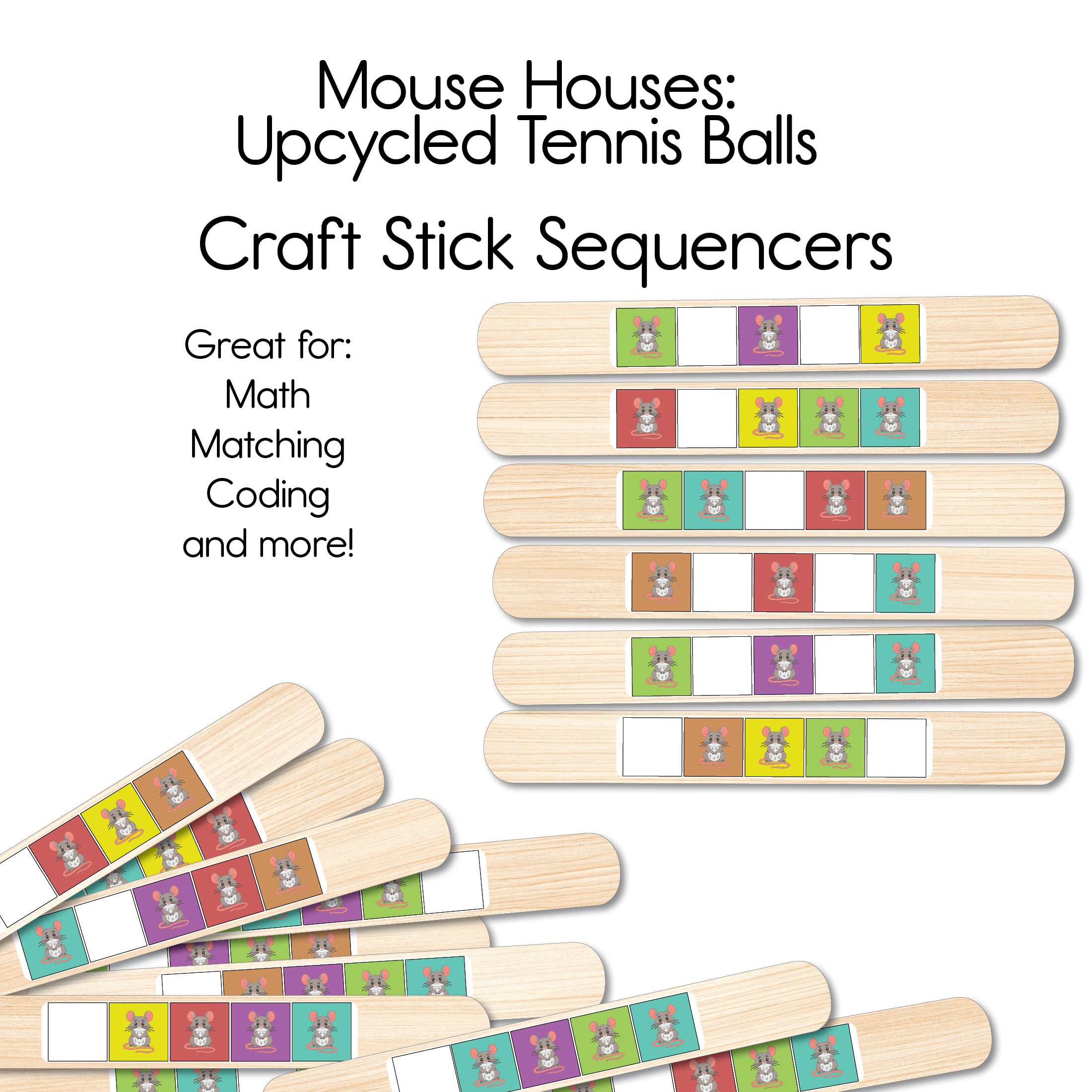 Mouse Houses- Upcycled Tennis Balls - Craft Stick Covers and Toppers – Practically Playing