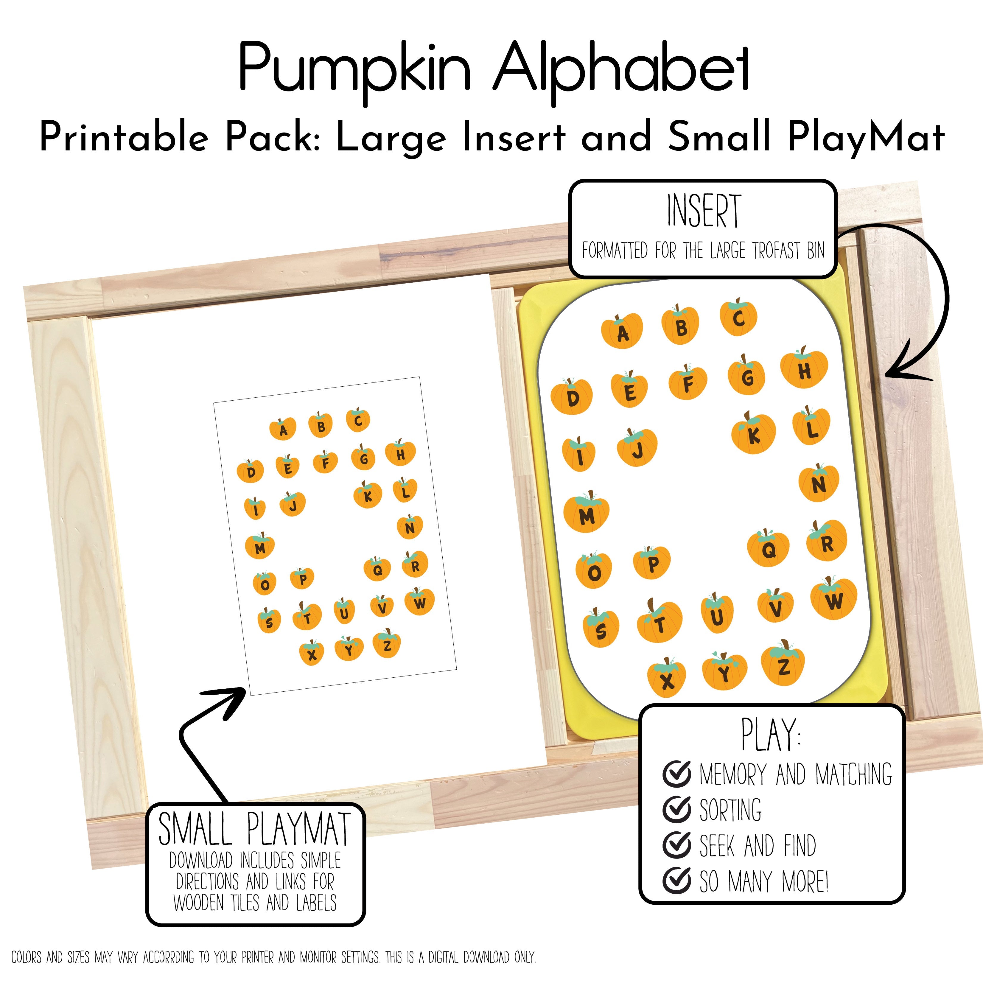 Pumpkin Alphabet Action Pack: Printable Inserts and Loose Parts CRICUT ...
