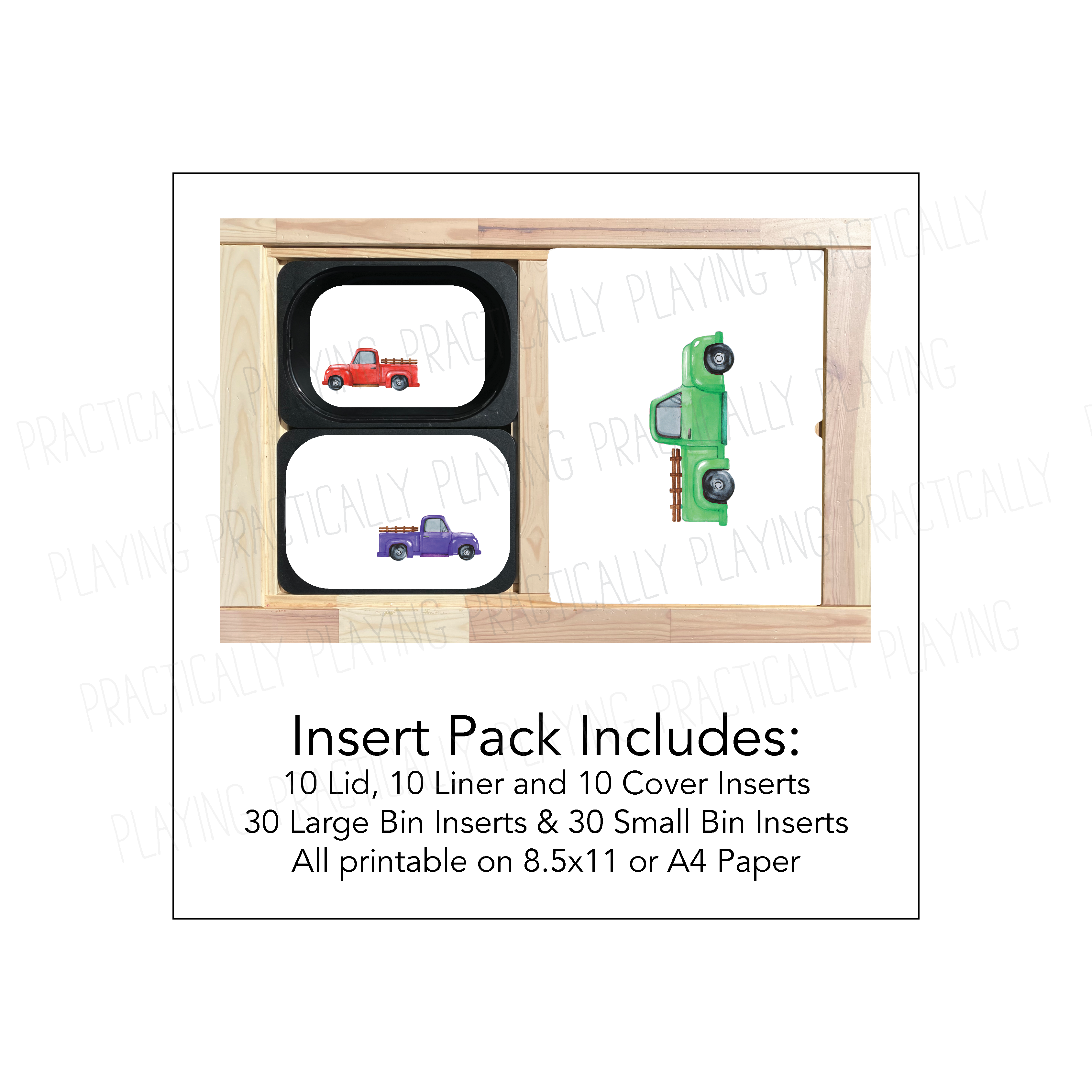 Watercolor Trucks Printable Insert Pack – Practically Playing