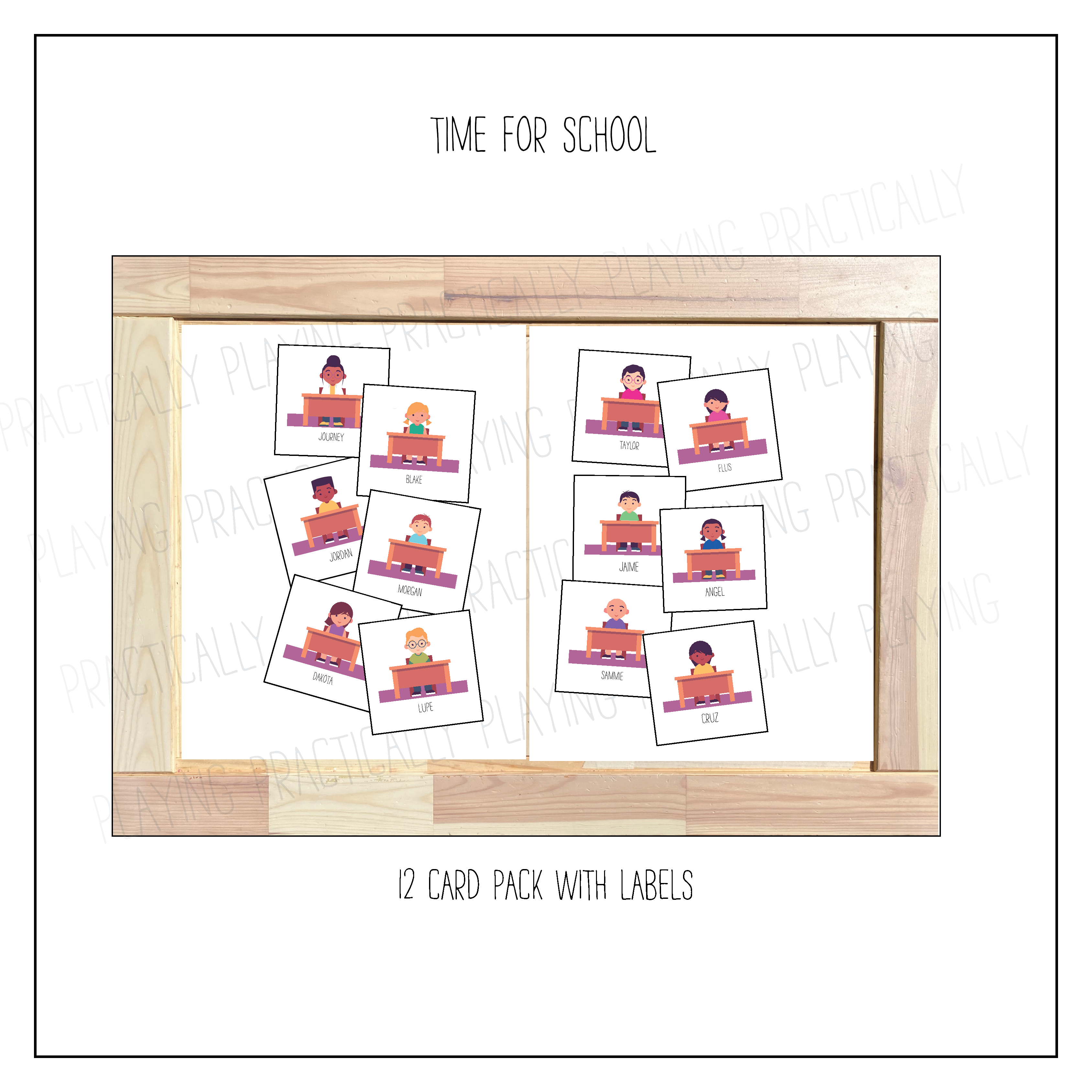 Time for School Labeled Cards – Practically Playing