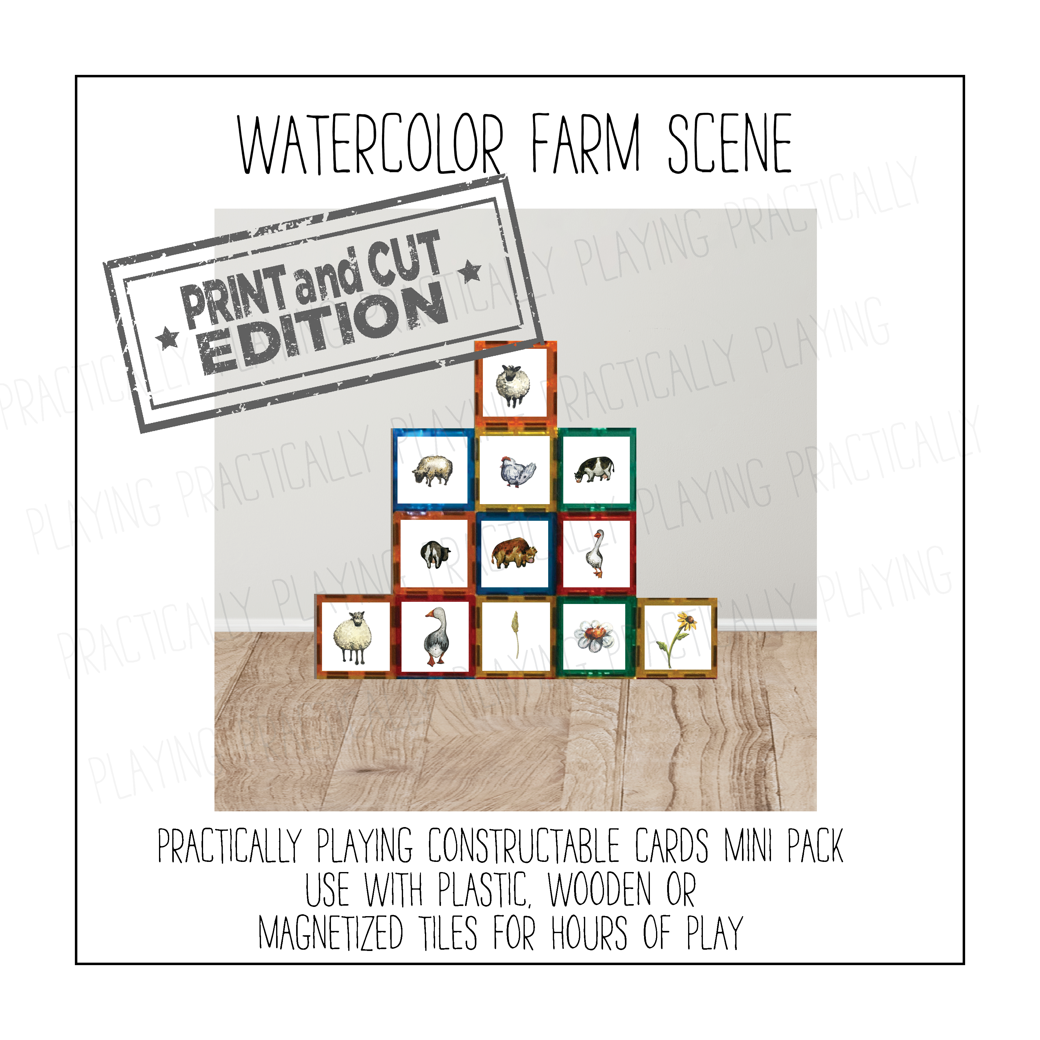 Watercolor Farm Constructable Mini Pack - Cricut Print and Cut Compati – Practically Playing