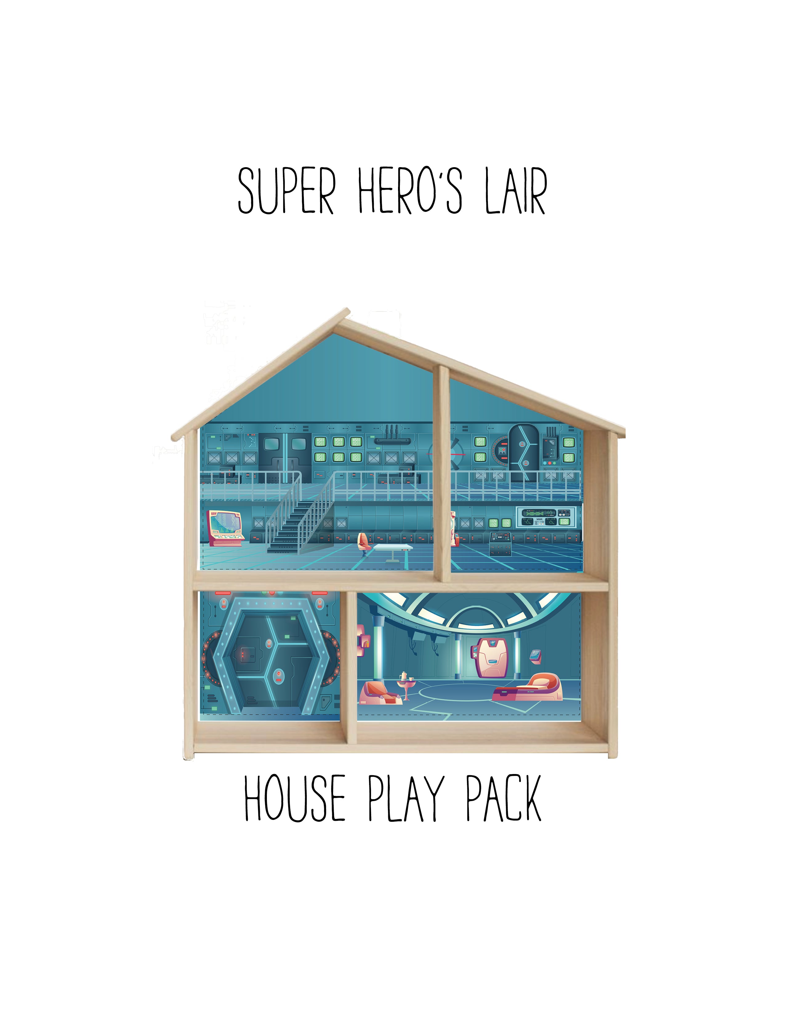 Super Hero Lair Dollhouse Insert – Practically Playing