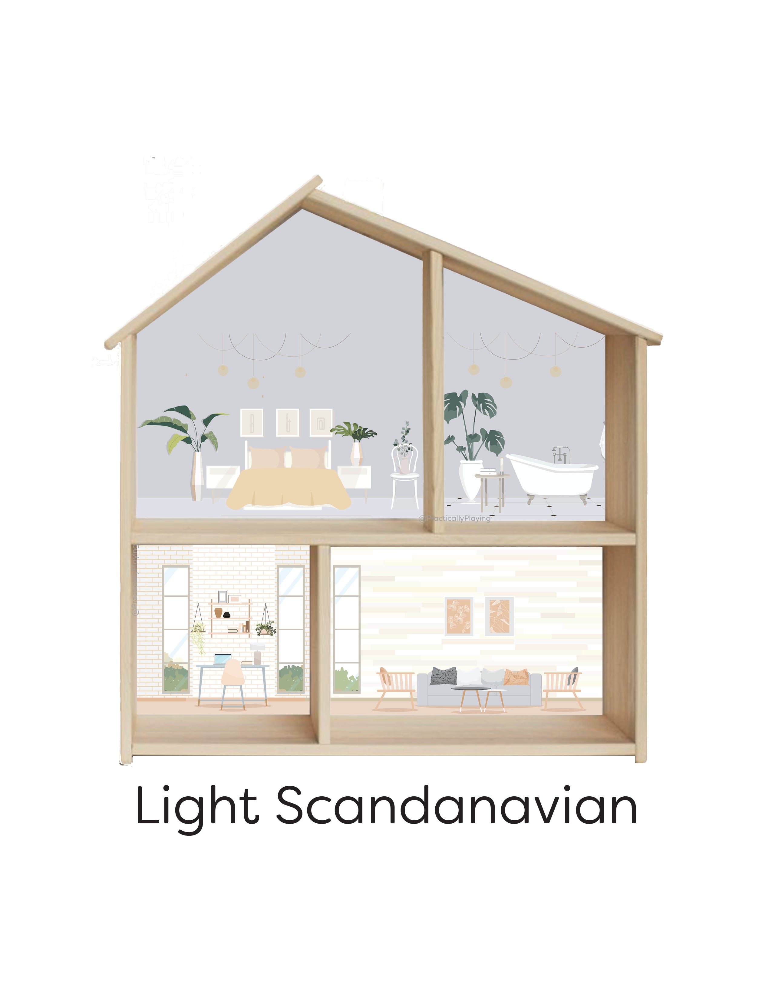 Light Scandinavian Dollhouse Printable Insert – Practically Playing