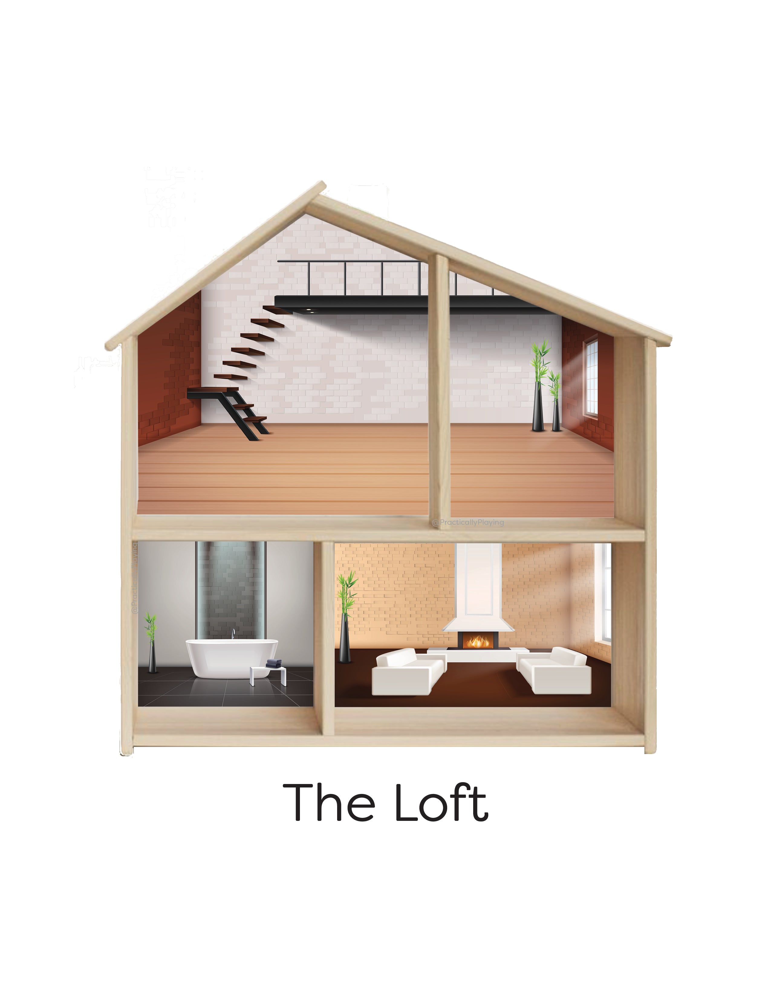 The Loft Dollhouse Printable Insert – Practically Playing
