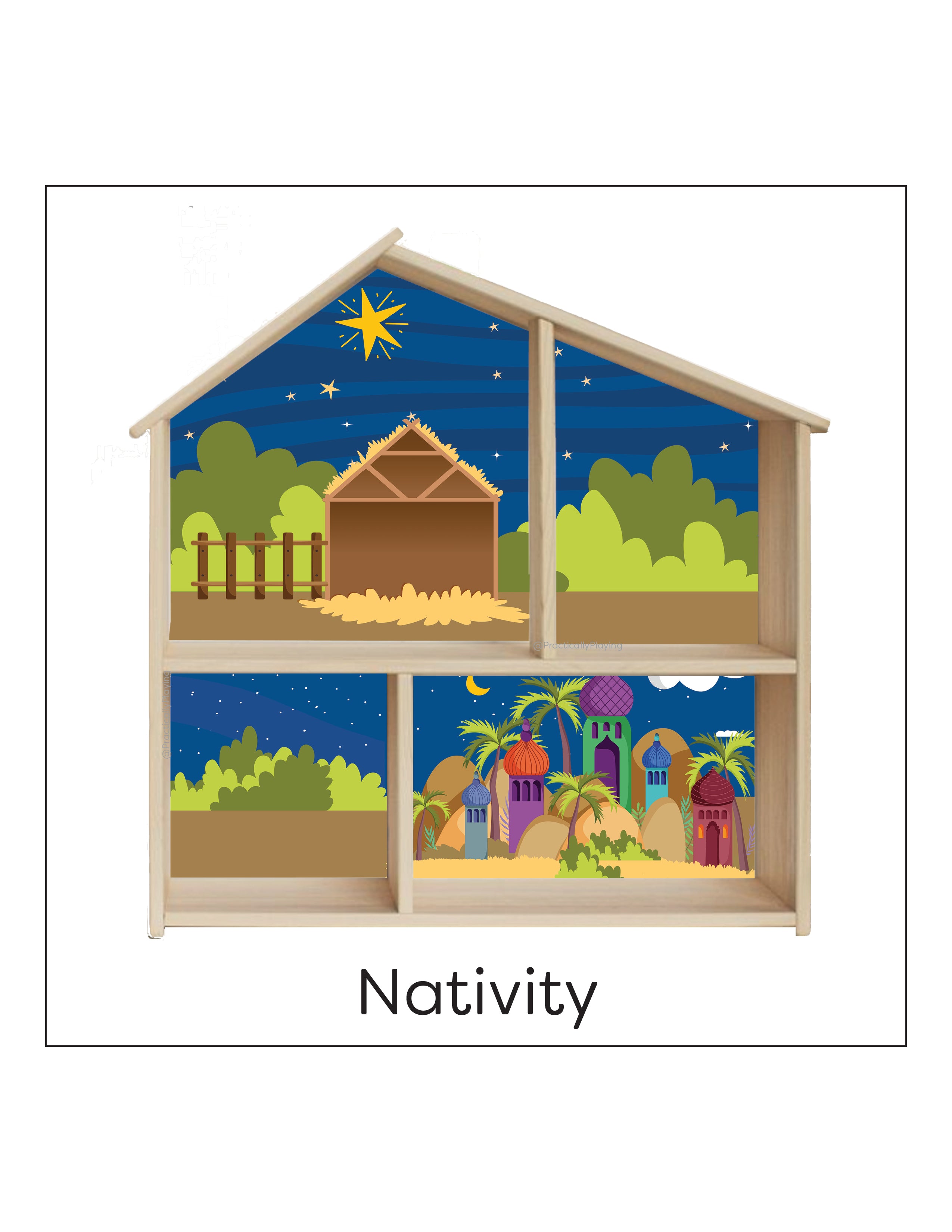 Nativity Flisat Dollhouse Printable Insert – Practically Playing